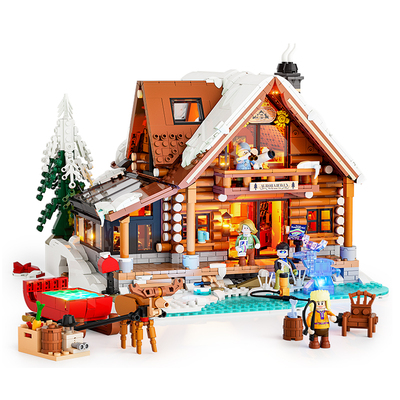 Lumibricks灯搭复古房屋系列极光观测木屋拼装积木建筑模型街景