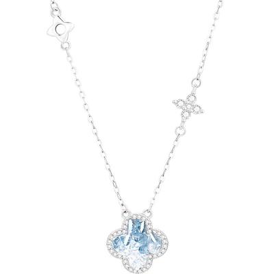 中国黄金纯银四叶草项链轻奢小众