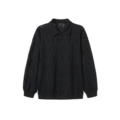 韦恩泽维尔秋季长袖休闲镂空POLO