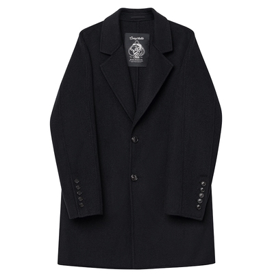 JDV商场同款黑色男士翻领大衣