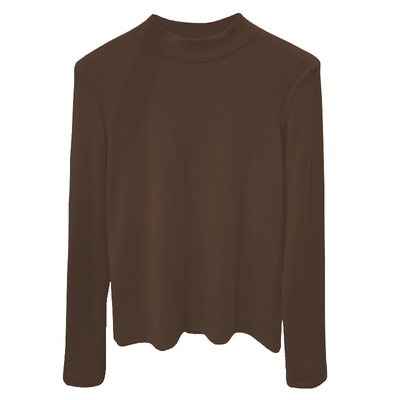 咖色打底衫女秋冬半高领修身螺纹