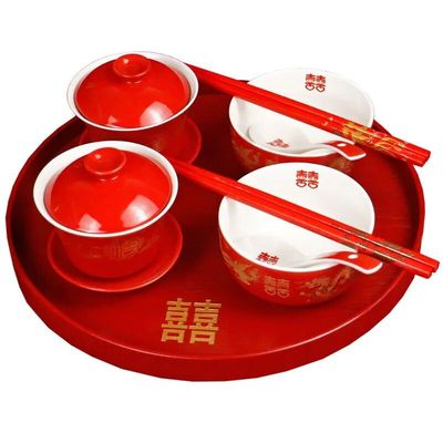 婚礼红色高档改口陪嫁陶瓷筷子