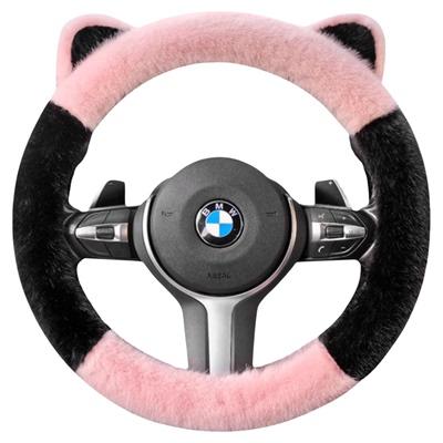 毛绒耳朵方向盘套冬季保暖防寒