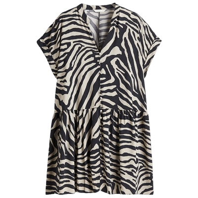 HM女装连衣裙冬季海洋系皱感裙衫式花卉连身裙1238340