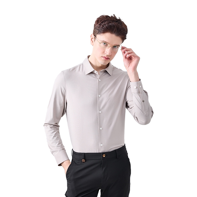 DIDIBOY迪迪博迩春夏季款男士长袖衬衫纯色百搭商务柔软内搭衬衣