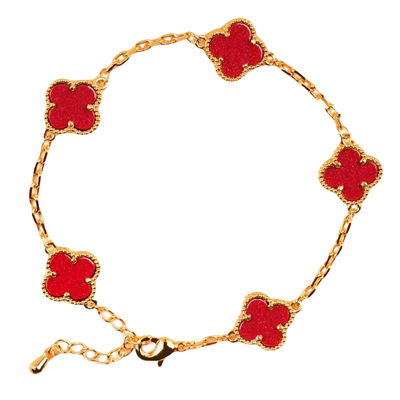 正品朱砂四叶草手链本命年礼物