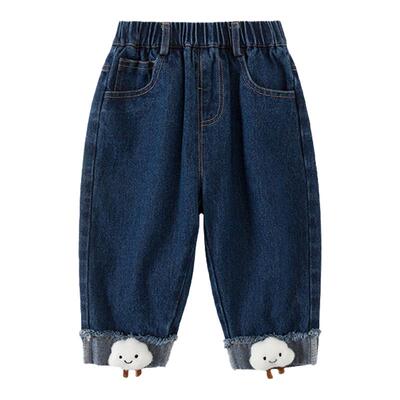 INSbobo女童立体云朵牛仔裤韩版