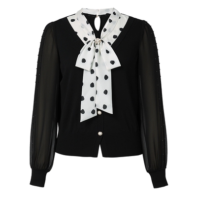 Koradior珂莱蒂尔商场同款2025春季新款气质冰瓷纱针织衫上衣