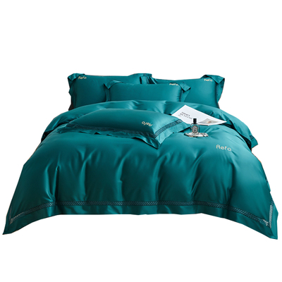 夹棉床盖款轻奢四件套双股长绒棉100s全棉贡缎纯棉床单被套床品