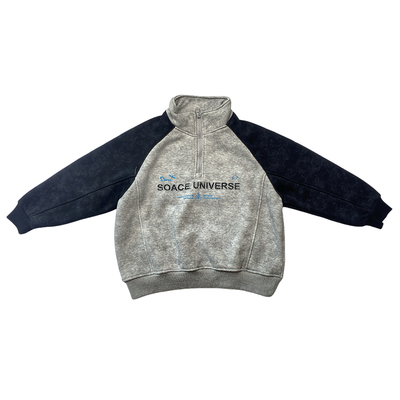 大e小e2025冬男童加绒立领卫衣潮