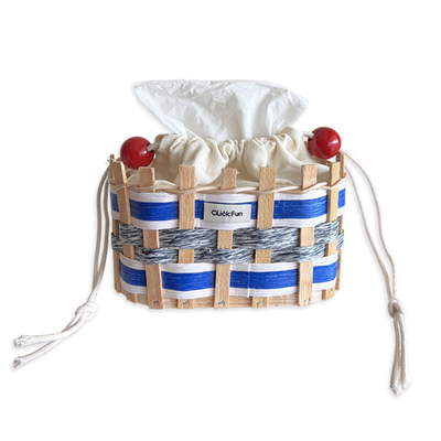 可爱球球木皮藤条编制纸巾收纳盒