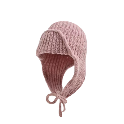 甜美可爱粉色针织帽子