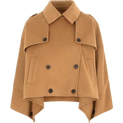 简约不规则式风衣式双排扣外套