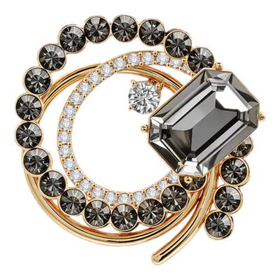 轮回多层圆圈水晶胸针男复古胸花