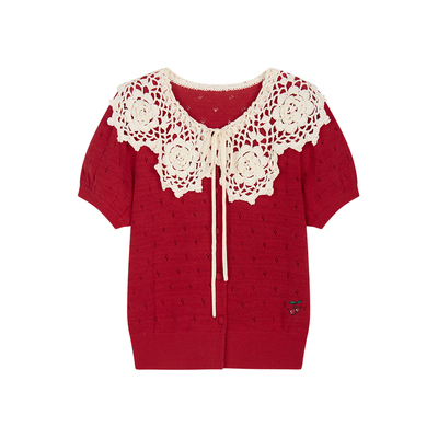 UOOYAA/乌丫手作娃娃领毛开衫