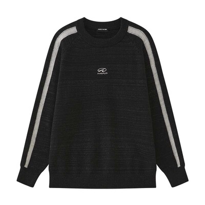 【YKYB黄子韬官方店】情侣圆领毛衣2024年秋季条纹拼接针织衫上衣