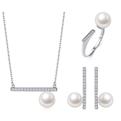 CLORIS  YING克劳瑞斯平衡木系列淡水珍珠戒指轻奢开口戒可调节