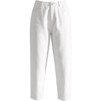 白色灯芯绒裤子凌丹娜休闲高腰