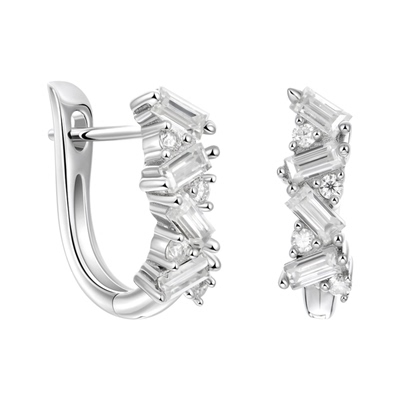 APORRO梯方拼接莫桑925银耳环