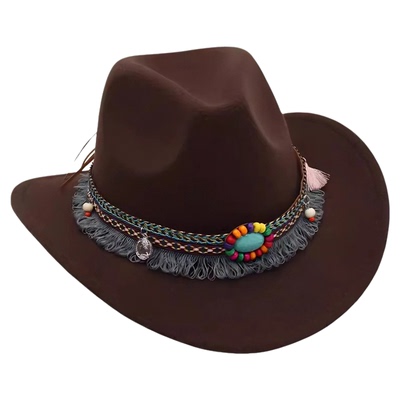 藏族帽子西部牛仔帽翘边帽