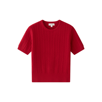 法式纯羊毛短袖针织衫