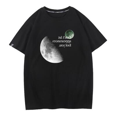 秀洛短袖男Haruki Murakami周边衣服纯棉月球星球半袖村上春树T恤