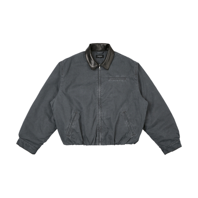 羊皮领水洗做旧短宽收腰版型棉服