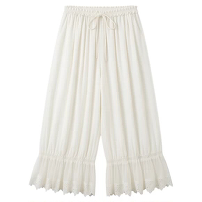 女生镂空蕾丝系带七分灯笼裤