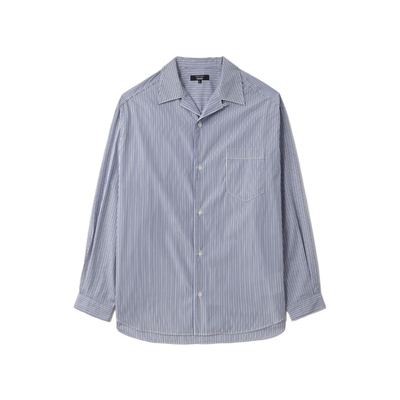 IT竖条纹衬衫时尚通勤翻领衬衣