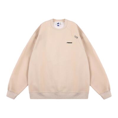 港仔文艺男美式刺绣重磅圆领卫衣