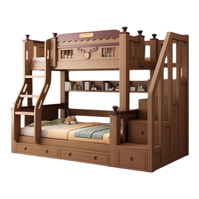 全实木儿童子母床上下铺