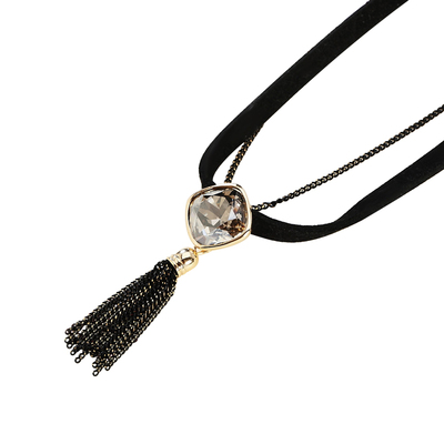 仲夏之晶双层黑色皮绳高级感项链