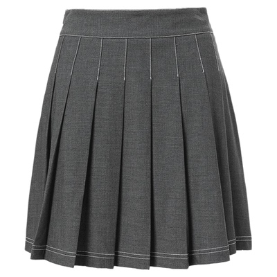 明线装饰a字百褶半身短裙