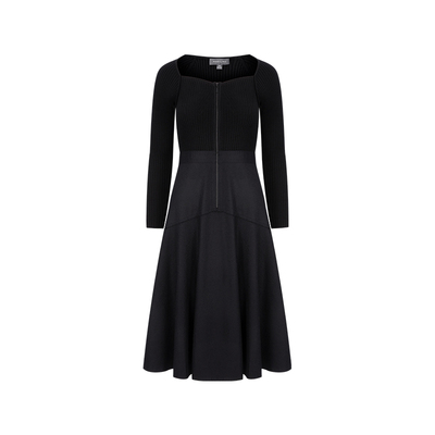 MARYLING黑色显瘦针织连衣裙