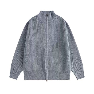 2025秋冬外贸男士纯色立领开衫毛衣外套大码针织上衣Men sweater