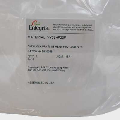 Entegris YY56HF20F Chemlock PFA T 系列外壳头 3/4 全新