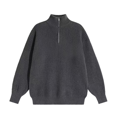 半拉链高领毛衣男款秋冬针织衫