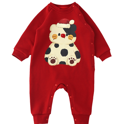 婴儿连体衣加绒卫衣红色拜年服