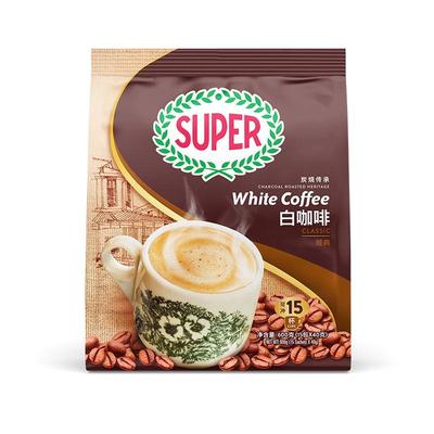 super超级马来西亚进口炭烧白咖啡经典原味三合一速溶咖啡粉600g