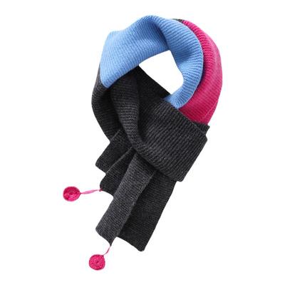 冬季纯羊绒拼色围巾女勾花小围脖