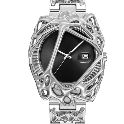 异形y2k时尚蛛网银色防水腕表