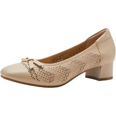 Bata浅口单鞋女2026夏季商场新款时尚镂空羊皮中跟单鞋ABU34BQ6