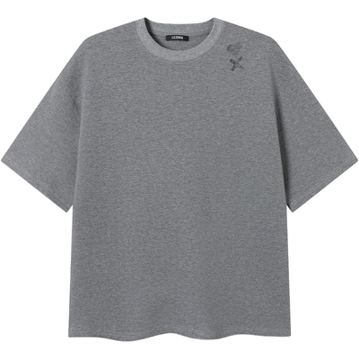 LEZORA手绘爱心长绒棉廓形T恤