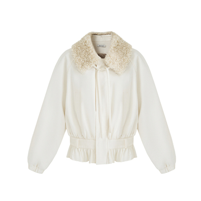 Age of Ascent 城市御冬压褶收腰荷叶边可拆卸毛领宽松棉服外套