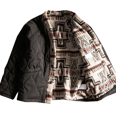 重磅绗棉V领撞色外套棉衣棉服