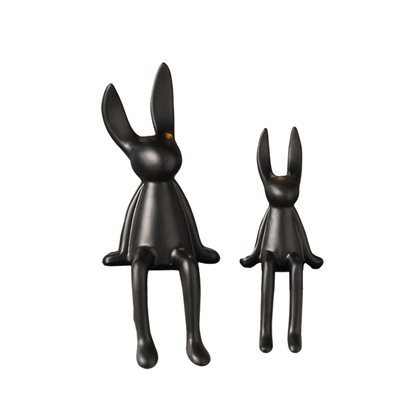 北欧风哑光陶瓷长耳兔摆件