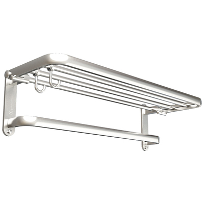 实心太空铝双层折叠浴巾架置物架