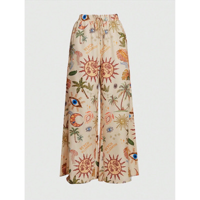 O 73132 Star Print Casual Wide Leg Womens Pants 星辰印花休闲
