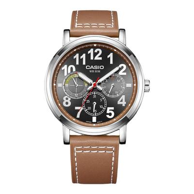 卡西欧时尚商务三眼石英表男