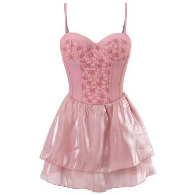 纯欲风蕾丝刺绣裙式泳衣